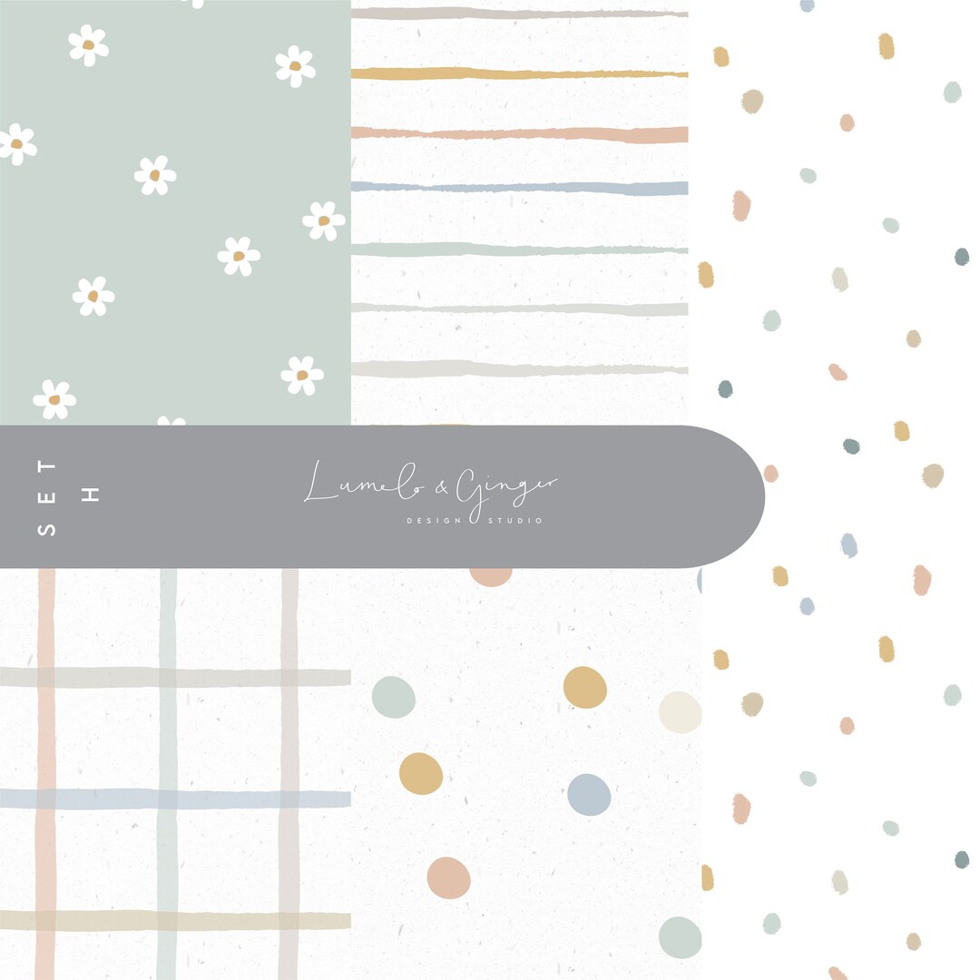 MINI SETS, Bundle of 5 Designs, Daisy, Spot, Plaid, Stripe, Check ...