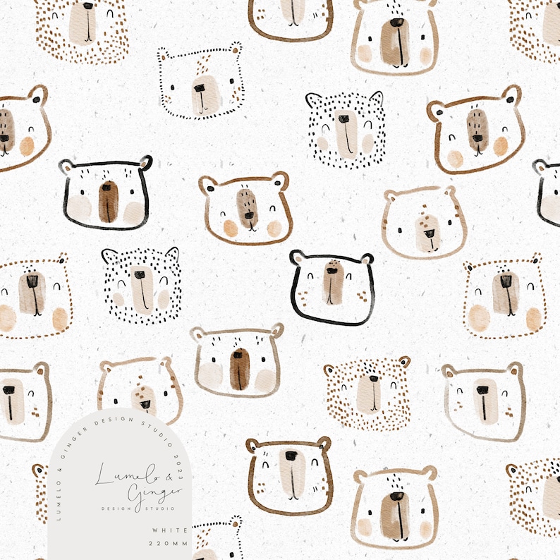 Etched Grizzly, Bear, Brown Bear, Cute, Little Bear, Outline Seamless ...
