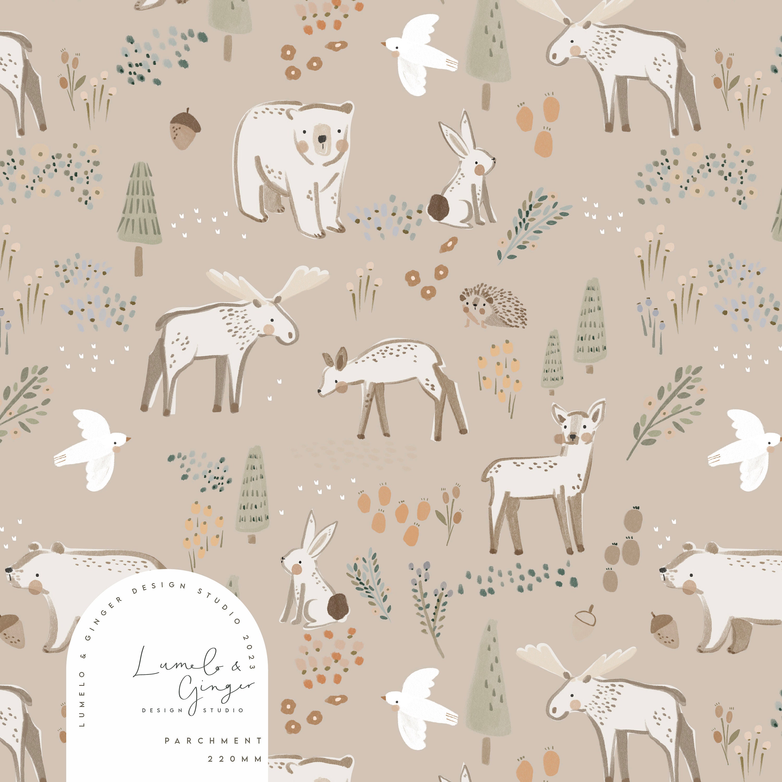 Etched Foret, Forest, Bear, Moose, Deer, Hedgehog, Wonder, Seamless ...