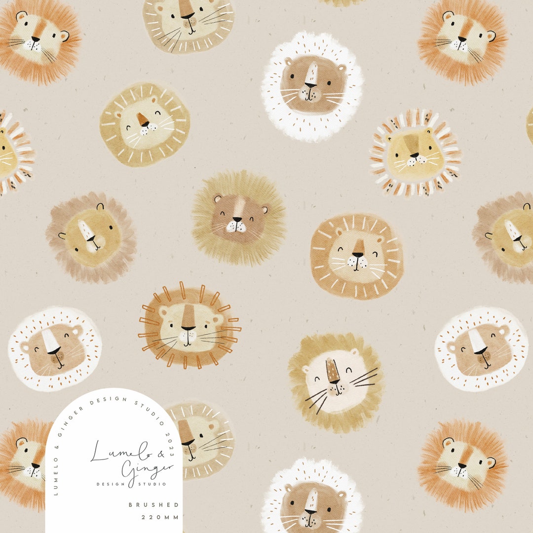 The Pride, Lion, Safari, Wild One, Brushed, Cute, Seamless Fabric ...