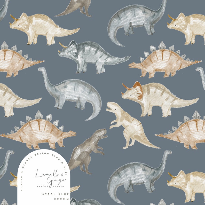 Dinosaur Seamless Fabric Design, Repeat Tile, Pattern Lunoe - Etsy