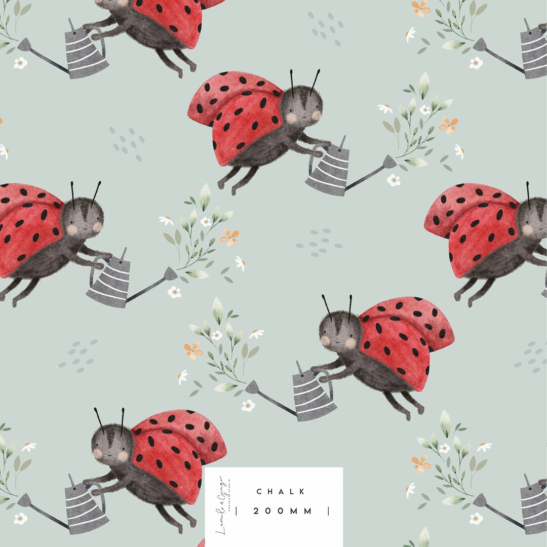 Ruben, Lady Bird, Bug, Cute, Flying, Seamless Fabric Design, Repeat ...