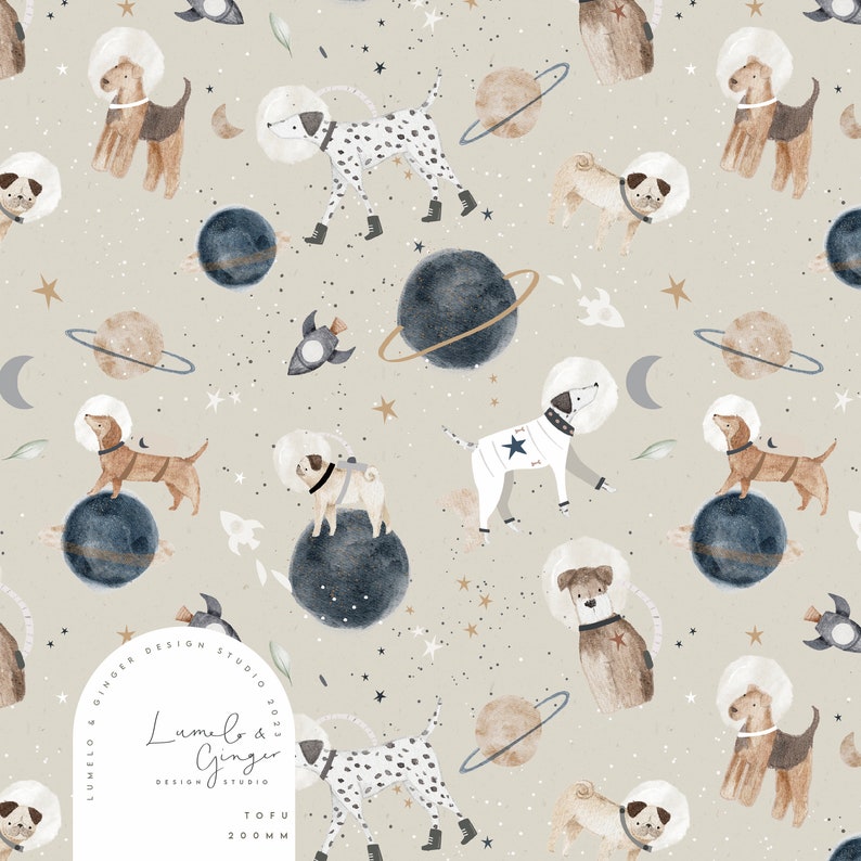 To Space, Tofu Dogs, Pug, Sausage Dog, Astronaut, Seamless Fabric ...