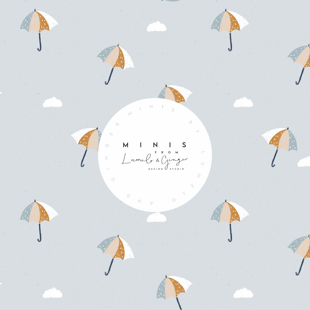 MINI, Weather, Umbrellas, Happy, Simple Seamless Fabric Design, Repeat ...