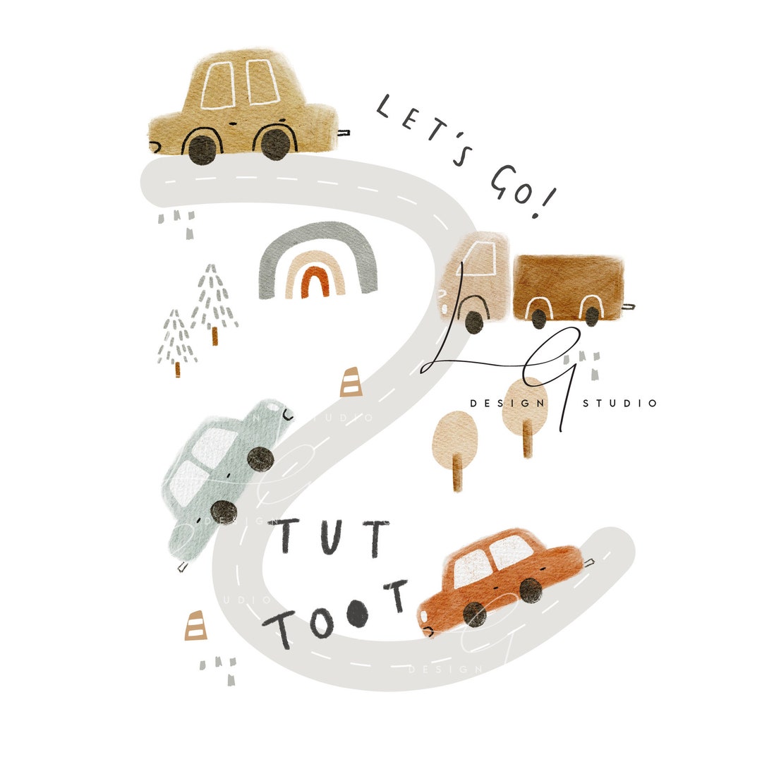 To Town, Car, Rainbow, Happy, Toot Toot, PNG Sublimation File, Transfer ...