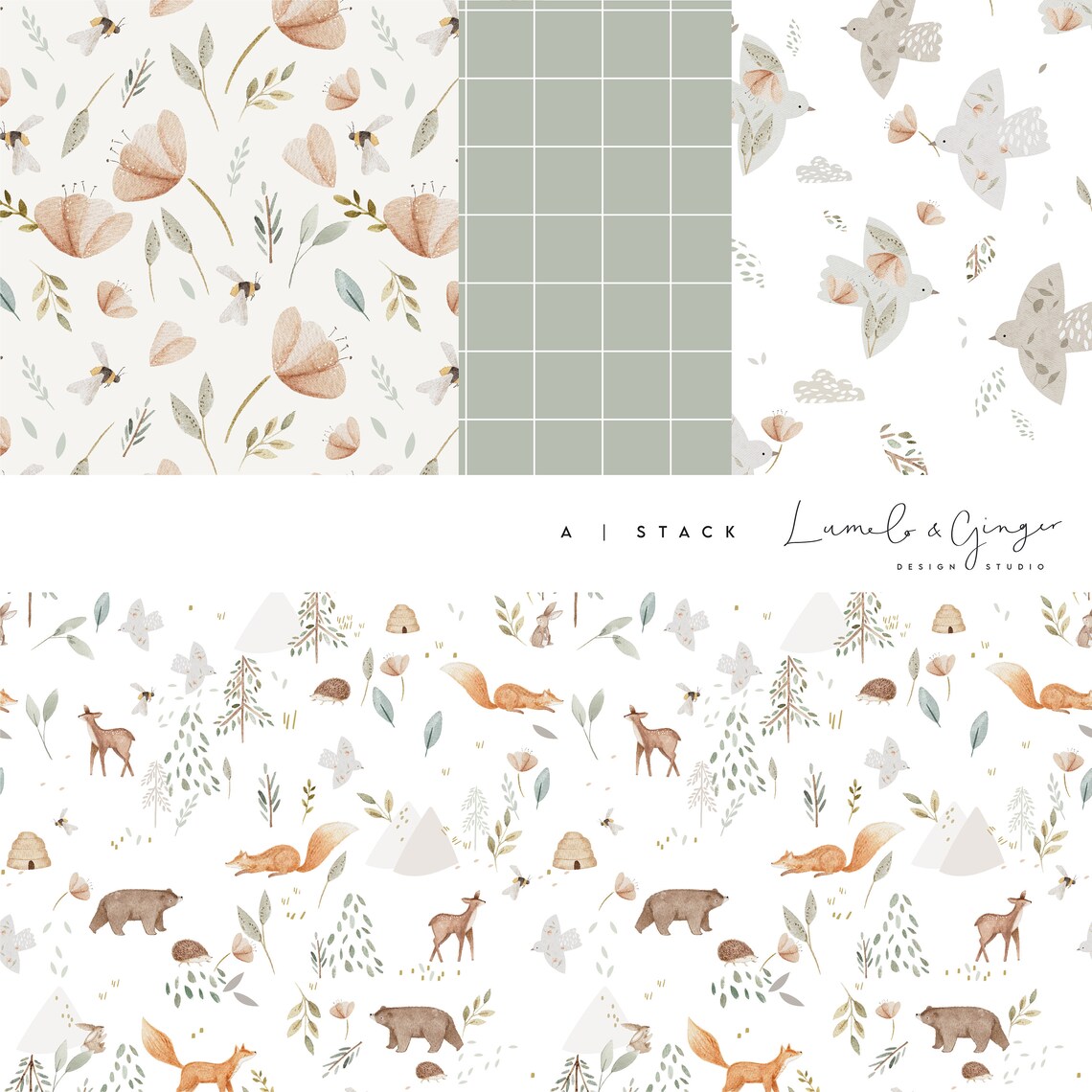 Inca, Woodland, Birds, Scandi, Spring Time, Bundle of 4 Designs, Stack ...