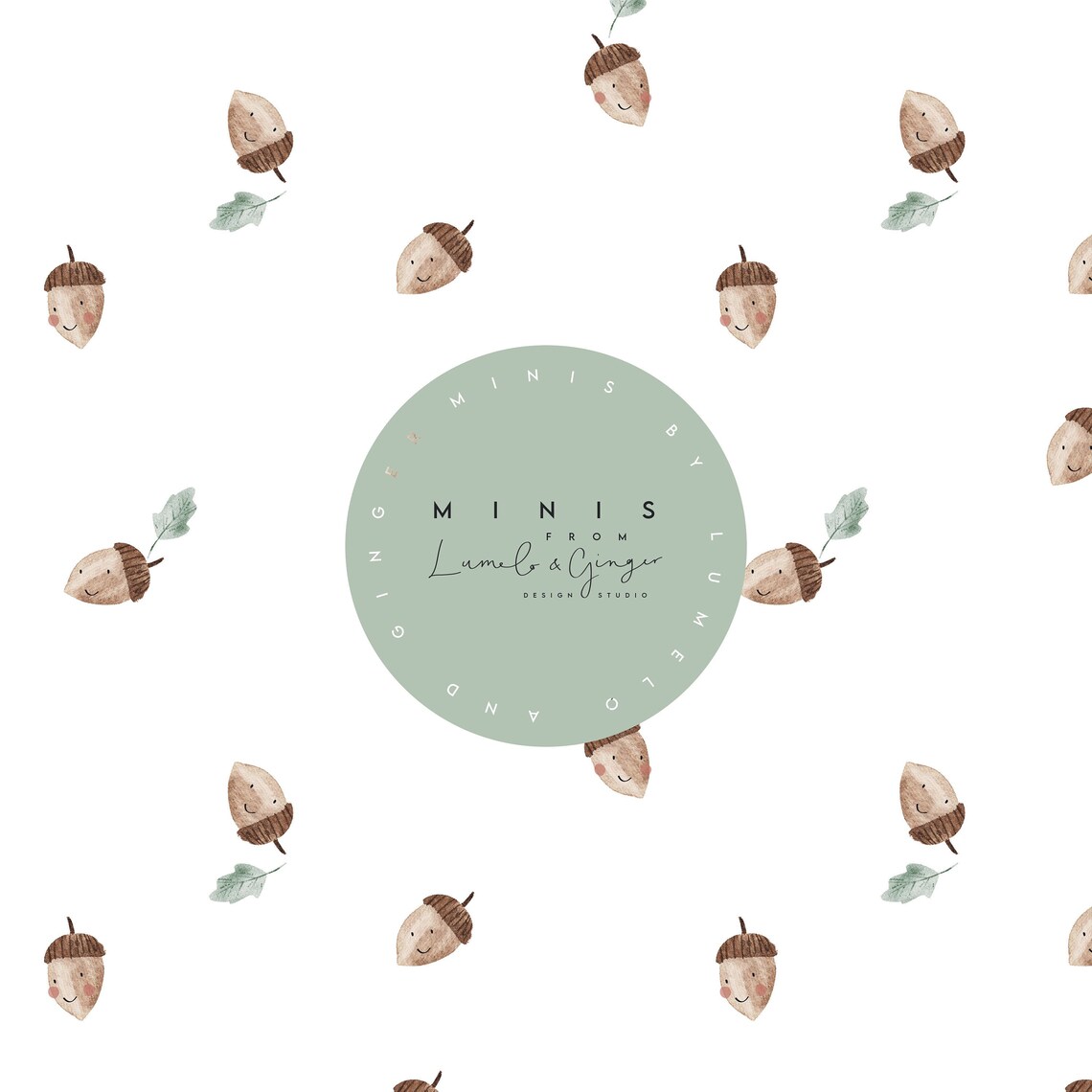 MINI, Autumn, Acorn, Leaf, Simple Seamless Fabric Design, Meadow ...