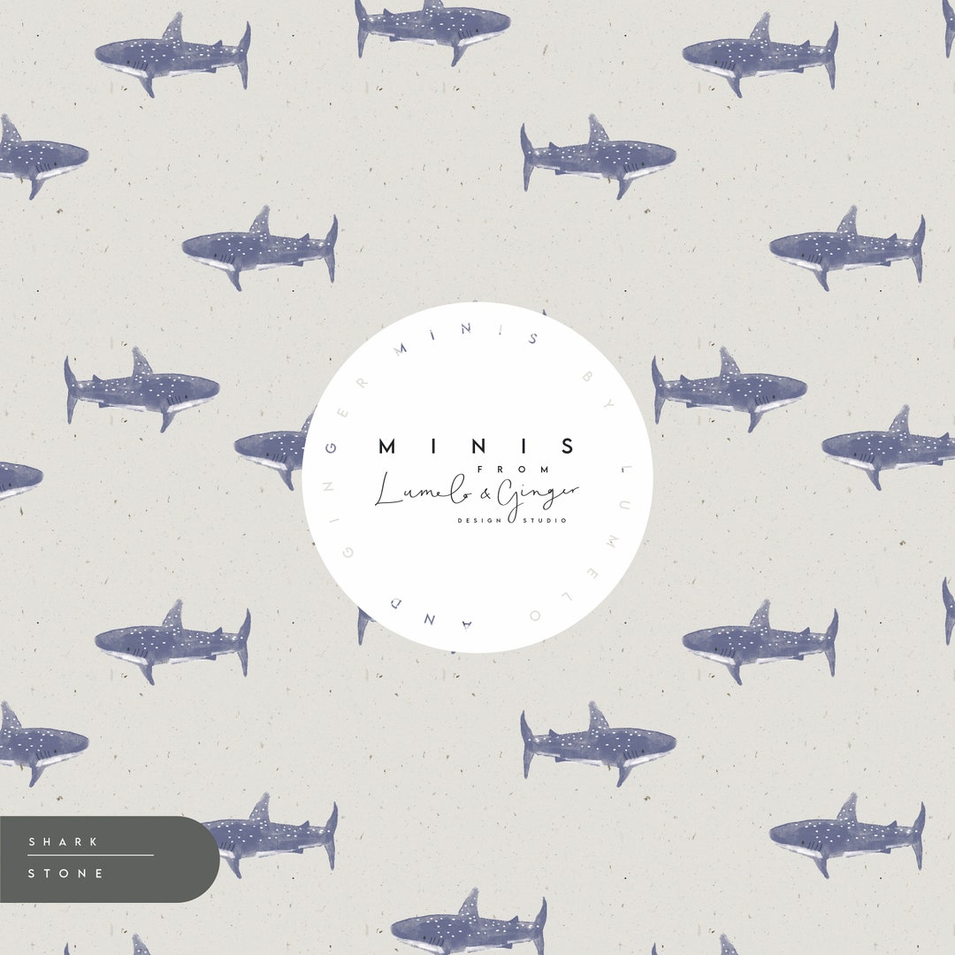 MINI Shark, Under the Sea, Simple Seamless Fabric Design, Repeat Tile ...