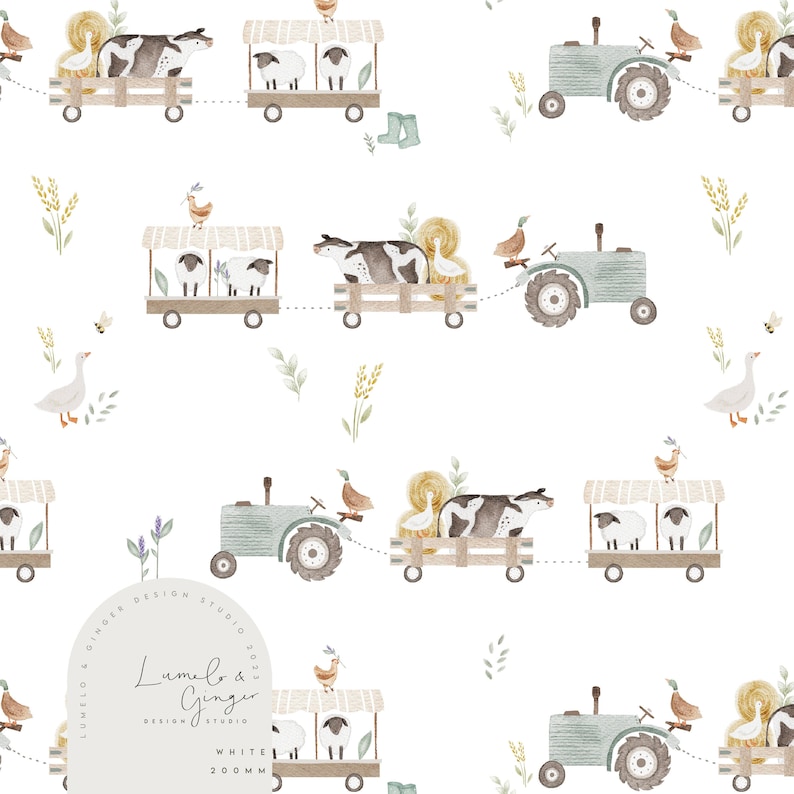 Farm Truck, Tractor, Bobbs, Seamless Fabric Design, Meadow, Repeat Tile ...