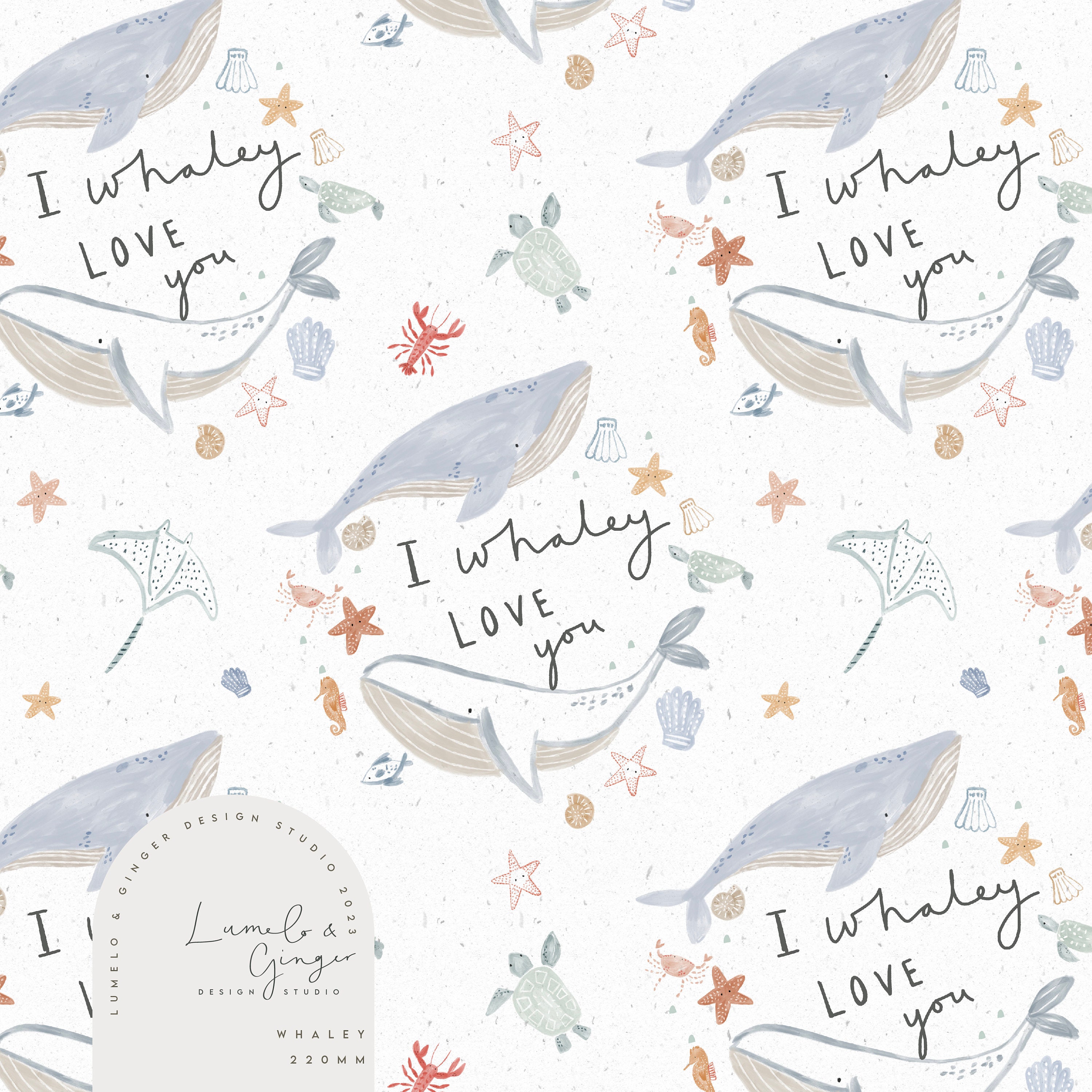 Etched Deep Blue Sea, Whaley Love You, Unisex, Seamless Fabric Design ...
