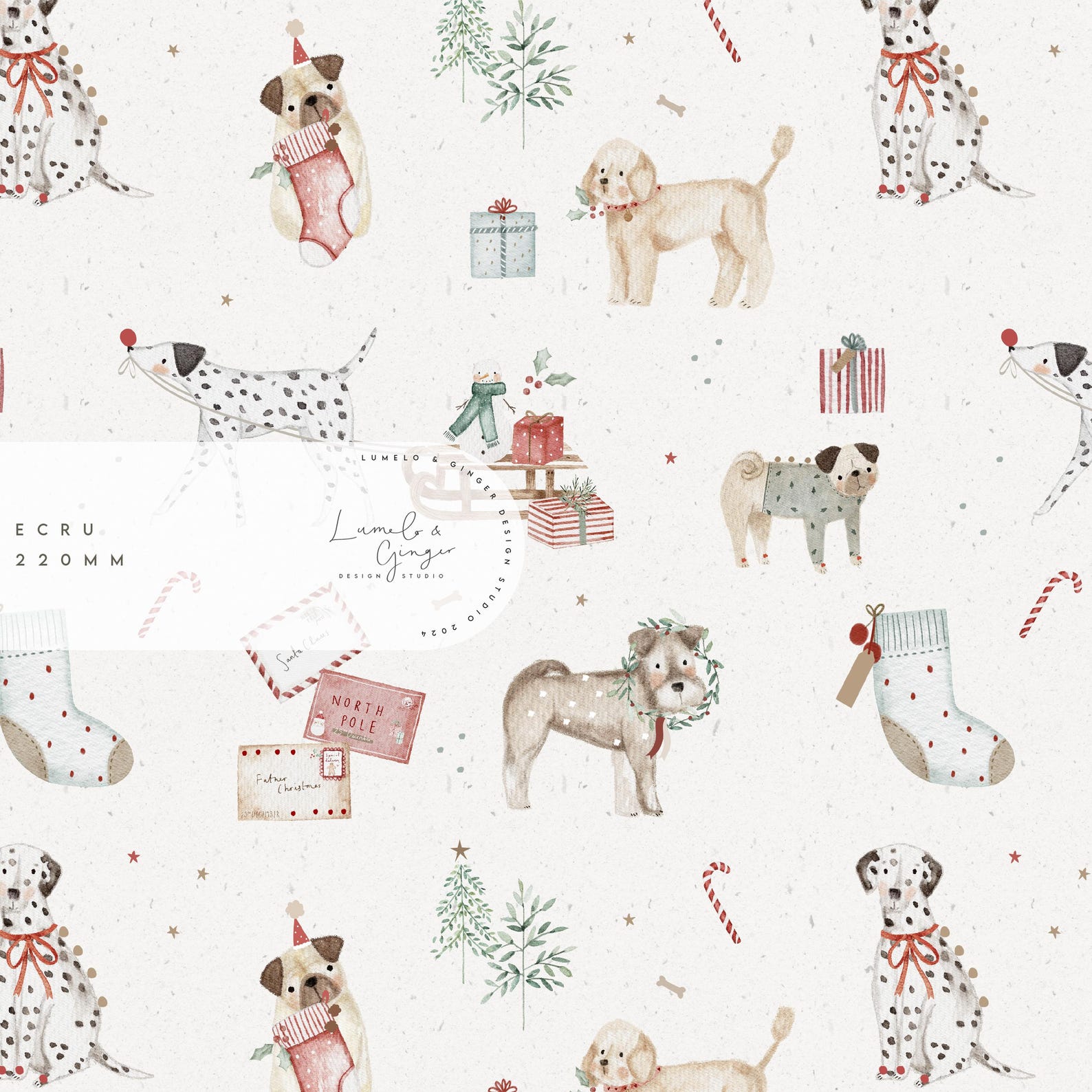 Santapaws, Christmas Dogs, Pug, Winter, Fun, Cute, TOKEN, Non Exclusive ...