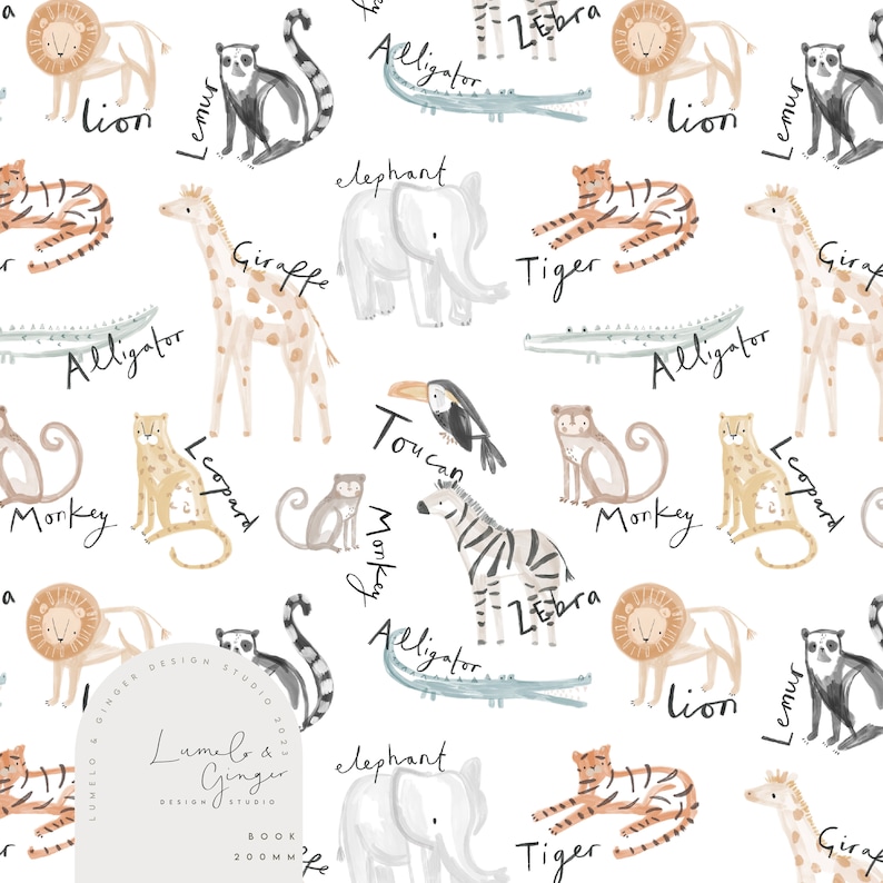 Etched Safari, Fari Outline Seamless Fabric Design, Repeat Tile ...
