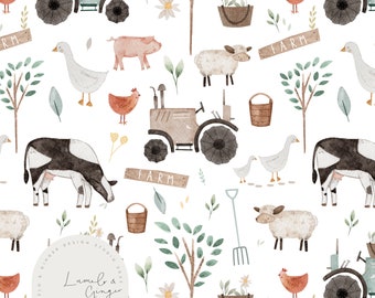 Maly Farm, Meadow, Pig, Cow, Map, Seamless Fabric Design, Repeat Tile ...