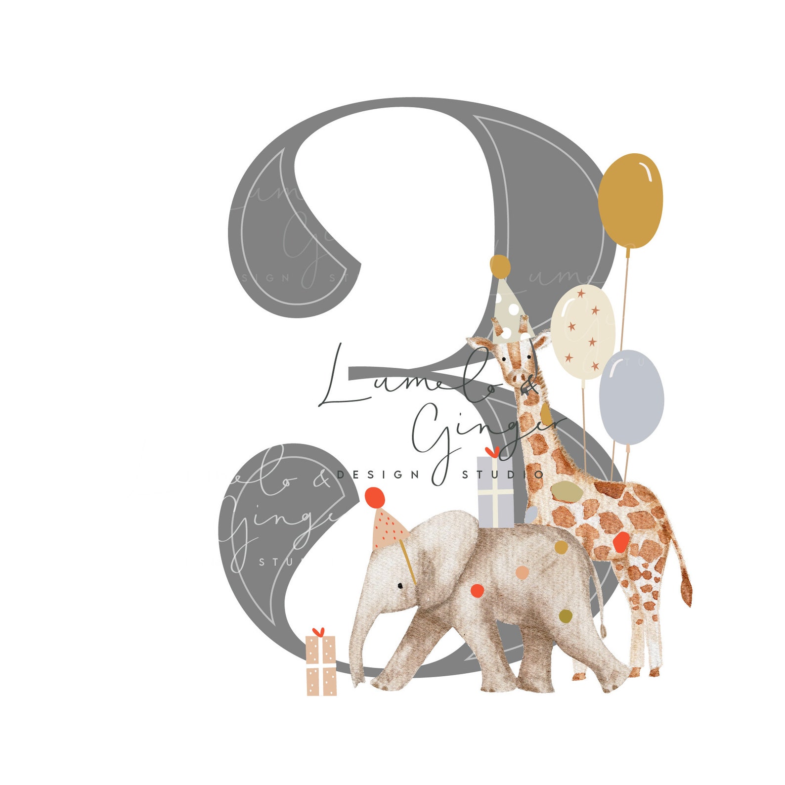 Bande, Birthday Number, Happy Birthday 3 Today, Safari, Party Hat, PNG ...