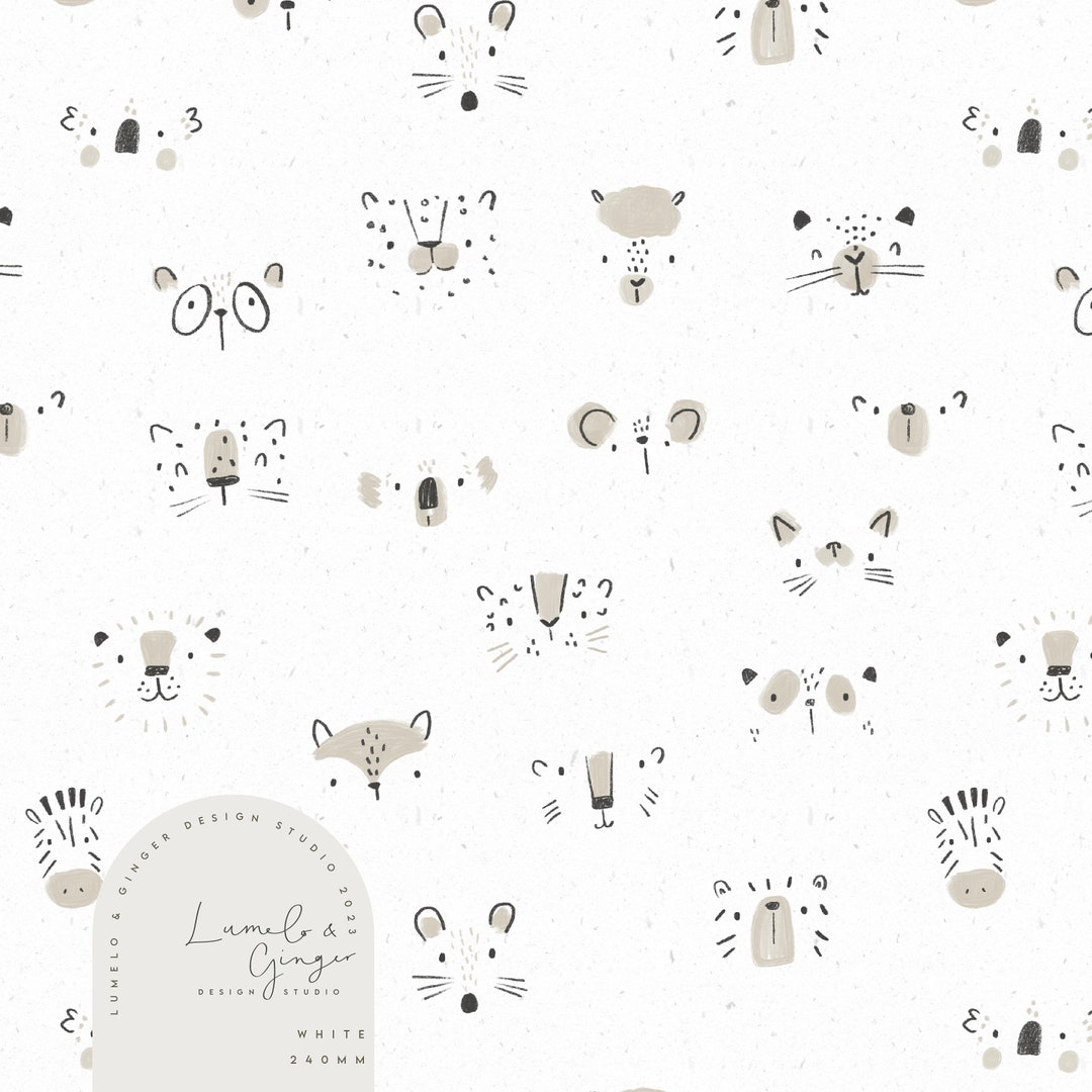 Peep, Animal Faces, Outline, Simple, Cute, Seamless Fabric Design ...