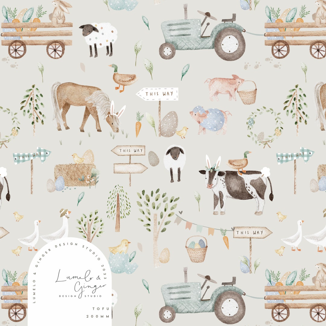 Easter Egg Hunt, Farm, Spring, Meadow, Cow, Pig, Duck, Eggs, This Way ...