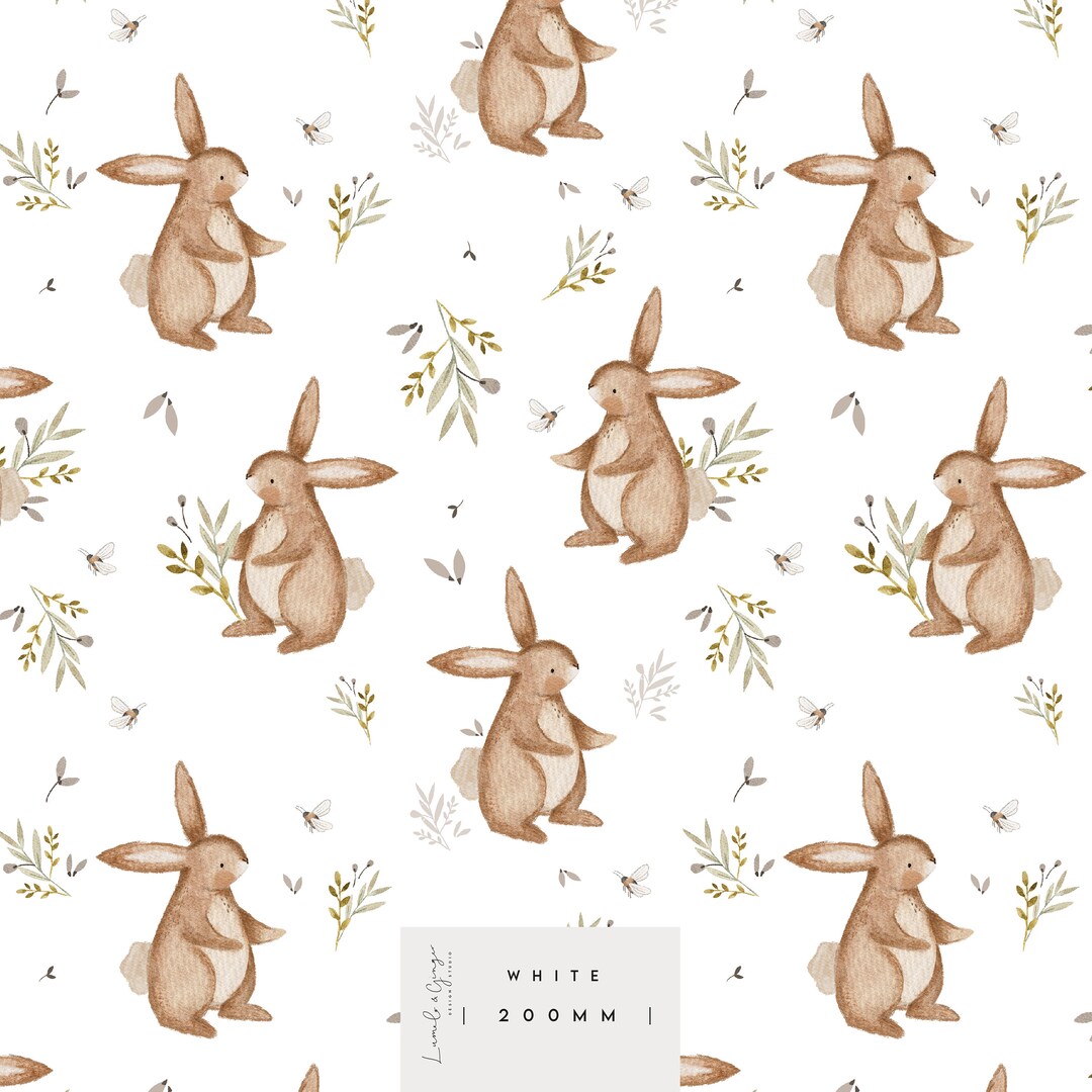 Tamm, Bunny Rabbits, Fluffy Tail, Spring, Cute, Seamless Fabric Design ...
