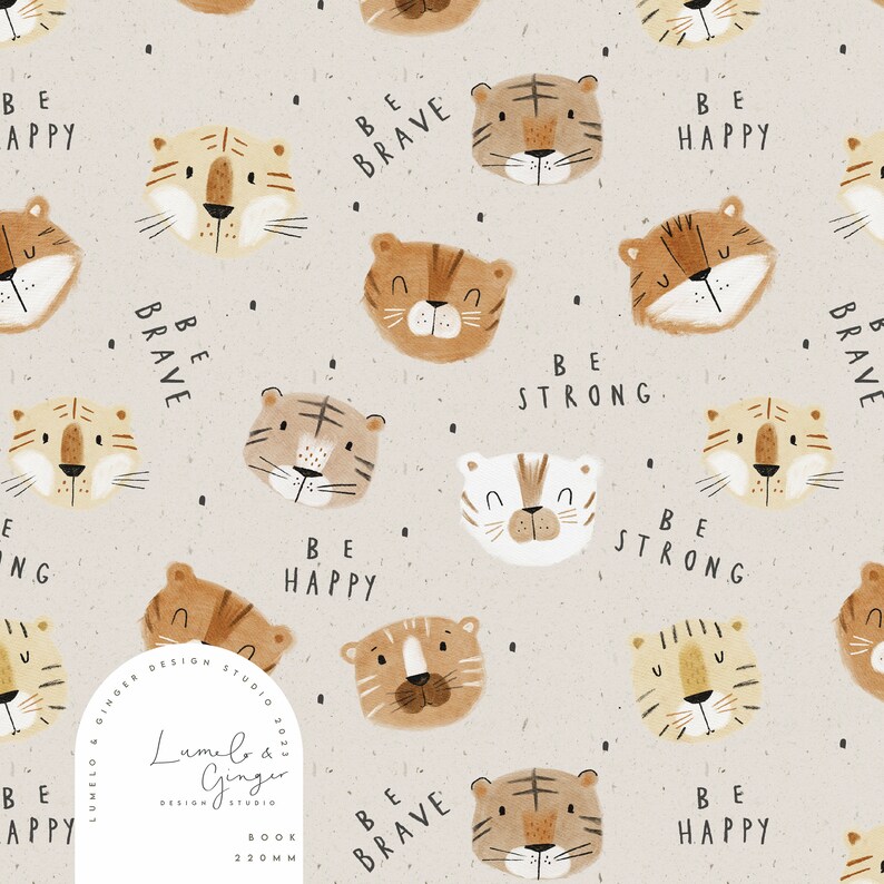 Cub, Tigers, Safari, Wild One, Cute, Seamless Fabric Design, Repeat Tile, Pattern Lunoe - Etsy