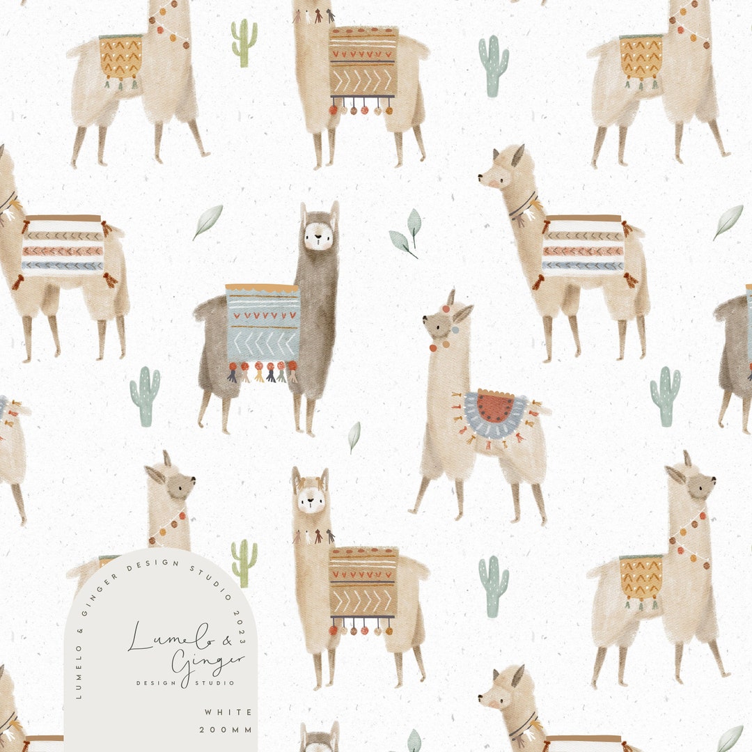 Alpaca Seamless Fabric Design, Boho, Aztec, Repeat Tile, Pattern Lunoe ...