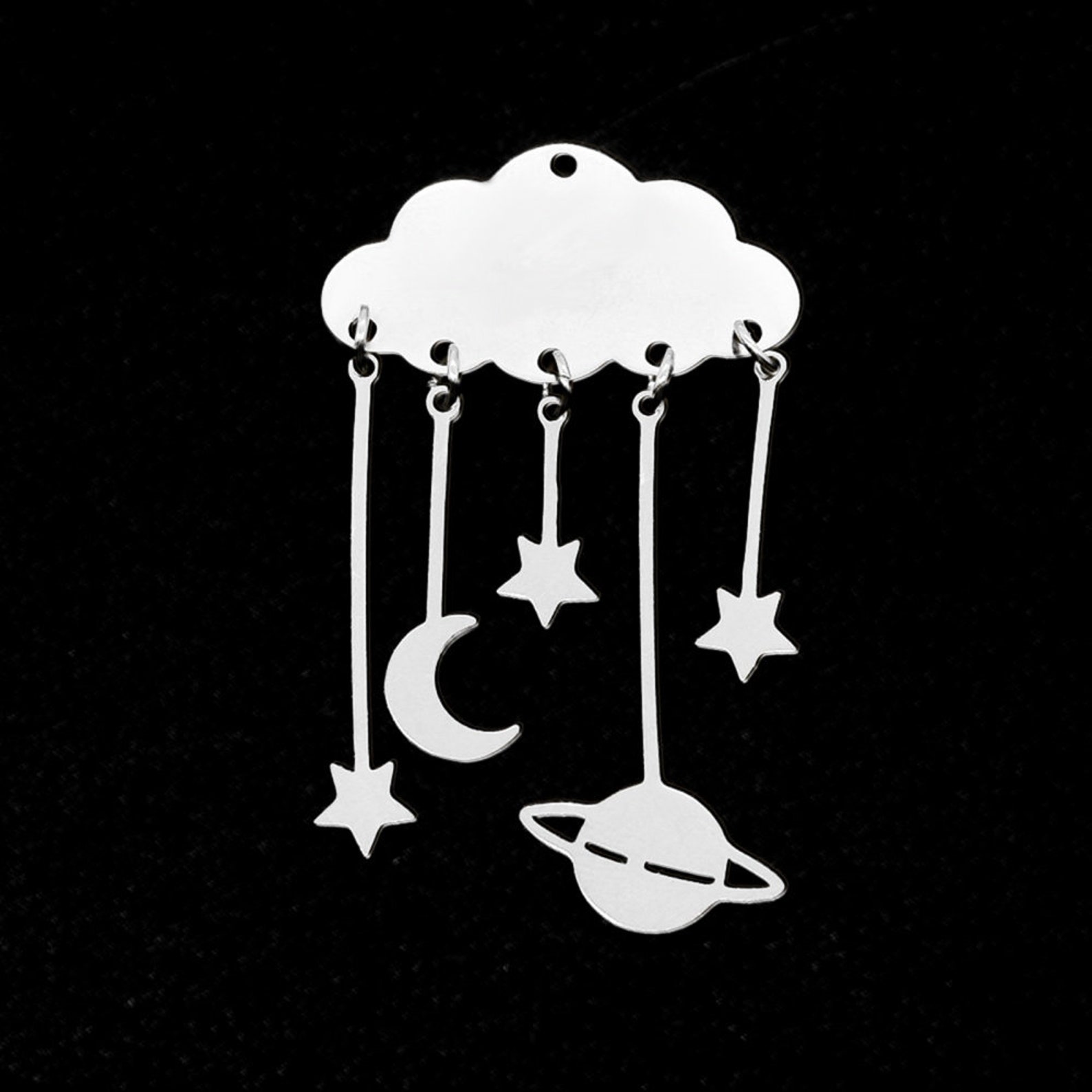 1 X Cloud With Moon, Star & Planet Pendant or Charm for Jewellery ...