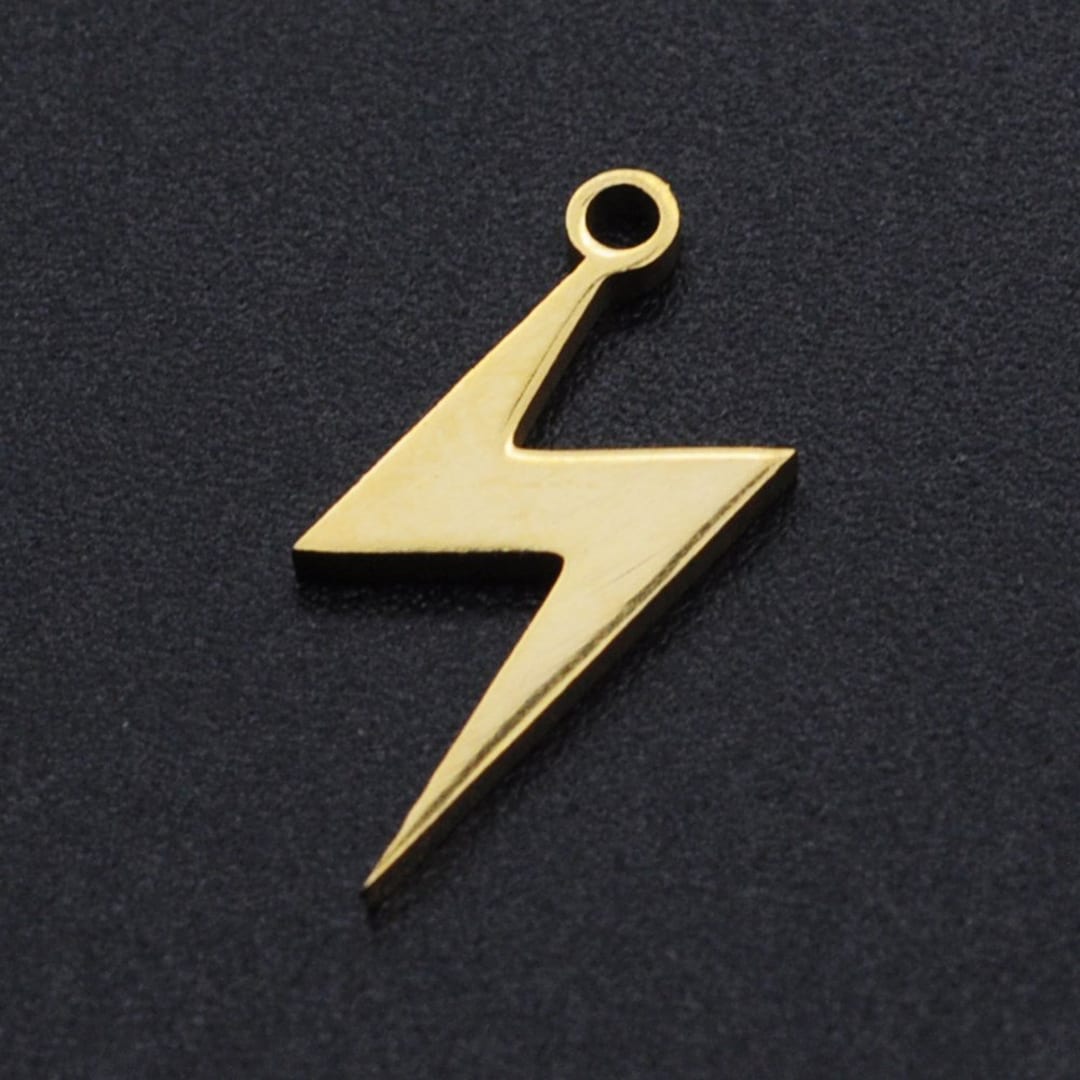 5 X Gold Toned Stainless Steel Lightning Rod Charm, Lightening Rod ...
