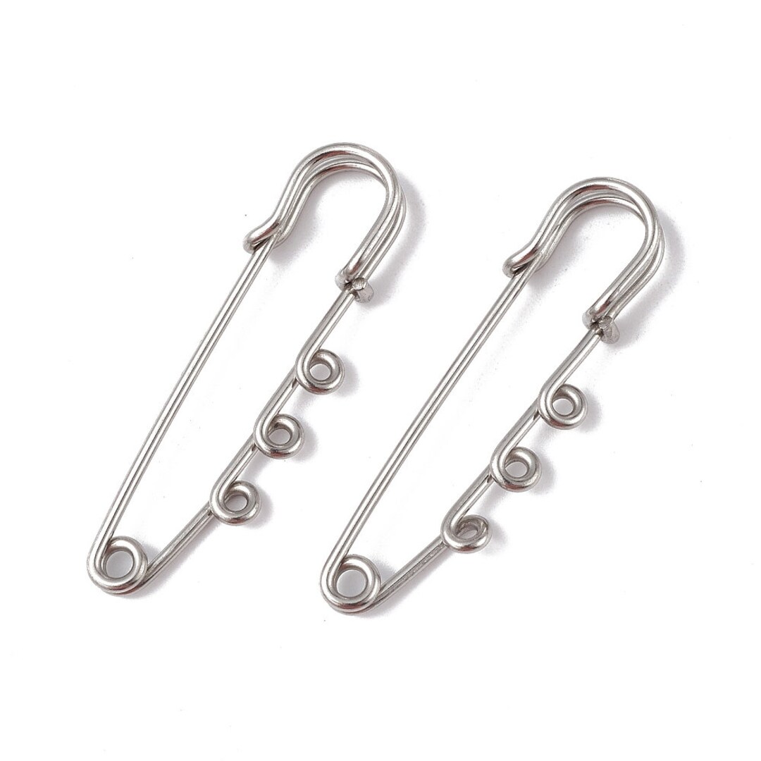 5 X 51mm Stainless Steel Pin Brooch Setting With Triple Loops for Lapel ...