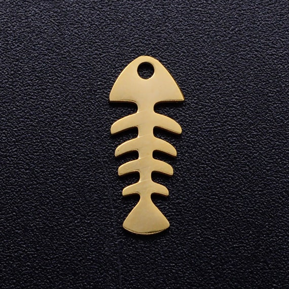 5 X Gold Toned Fishbone Stainless Steel Charm or Pendant - Etsy Australia
