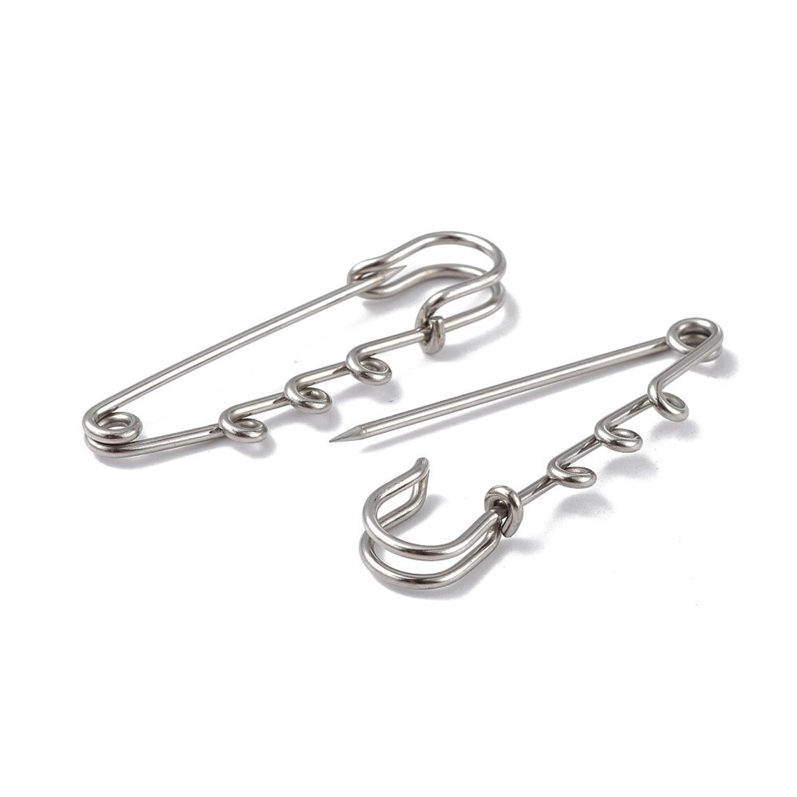 5 X 51mm Stainless Steel Pin Brooch Setting With Triple Loops for Lapel ...