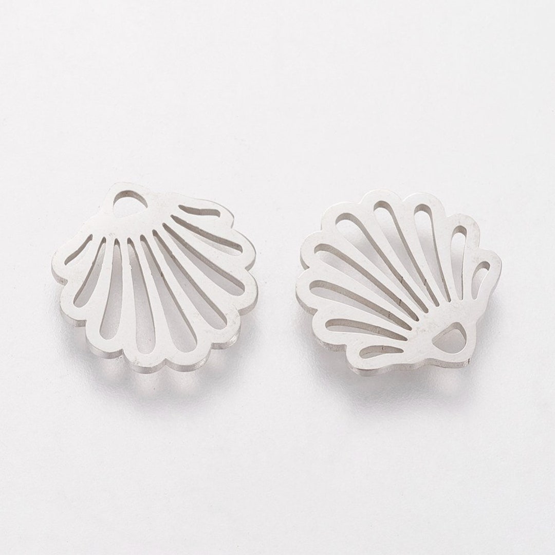 5 or 10 Stainless Steel Clam Shell Shaped Charm, Shell Pendants ...