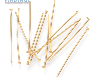 50 Pcs 20 Ga 40mm 24k Shiny Gold Flat Head Pin, Gold Flat Head Pin ...