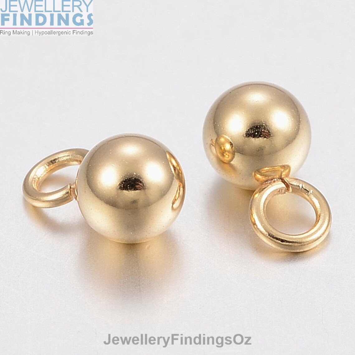 10 X 3mm Gold Toned Stainless Steel Sphere Charms, Round Ball, Golden ...