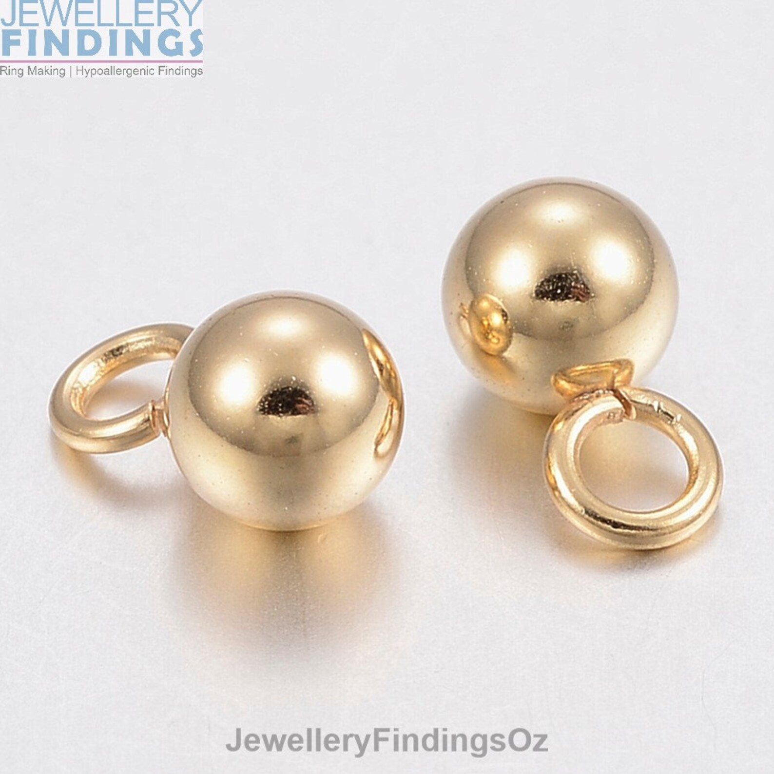 10 X 3mm Gold Toned Stainless Steel Sphere Charms, Round Ball, Golden ...