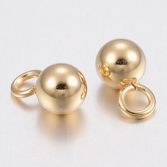 10 X 3mm Gold Toned Stainless Steel Sphere Charms Round Ball - Etsy