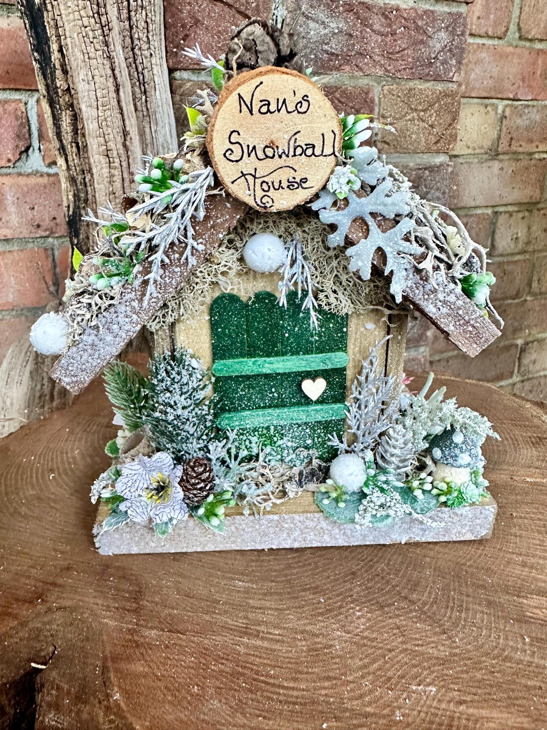 Snowy Christmas Fairy House, Winter Fairies, Snow Fairy Cottage, Fairy Garden, Personalised ...