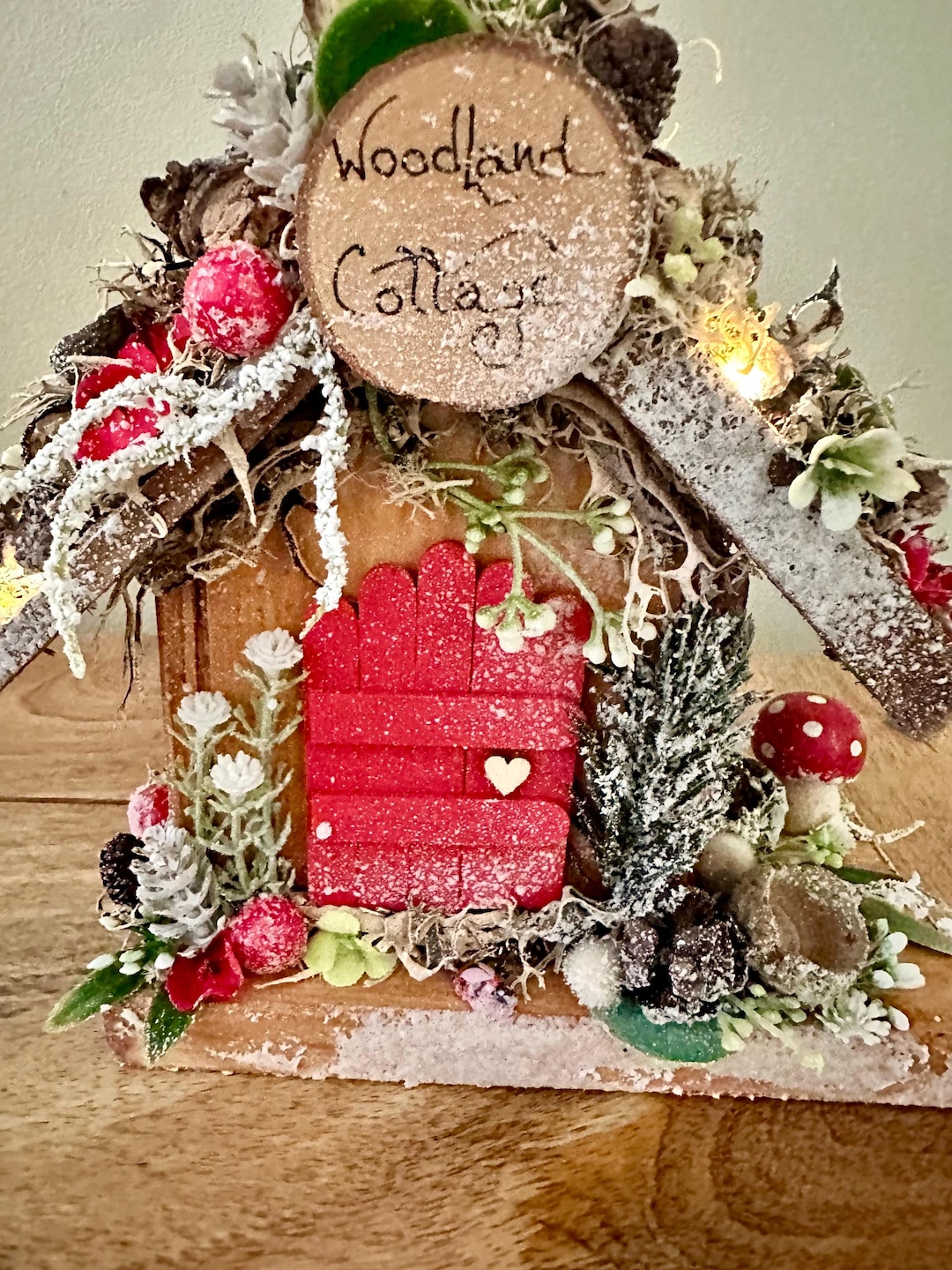 Snowy Light up Christmas Fairy House, Winter Fairies, Snow Fairy Cottage, Fairy Garden ...
