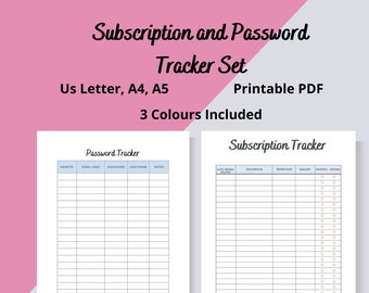 Subscription Password Log Printable - Etsy