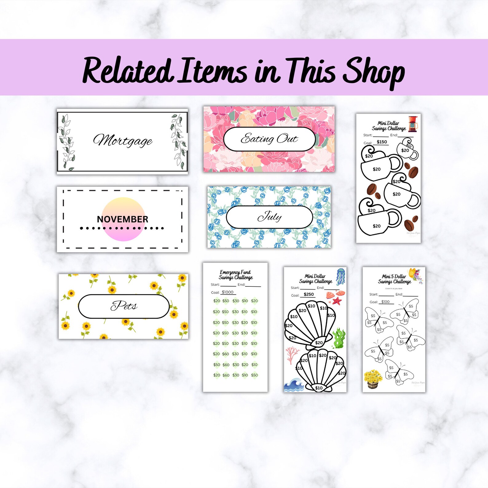 42 Budget Binder Category Inserts for Cash Envelope Stuffing, DIY ...