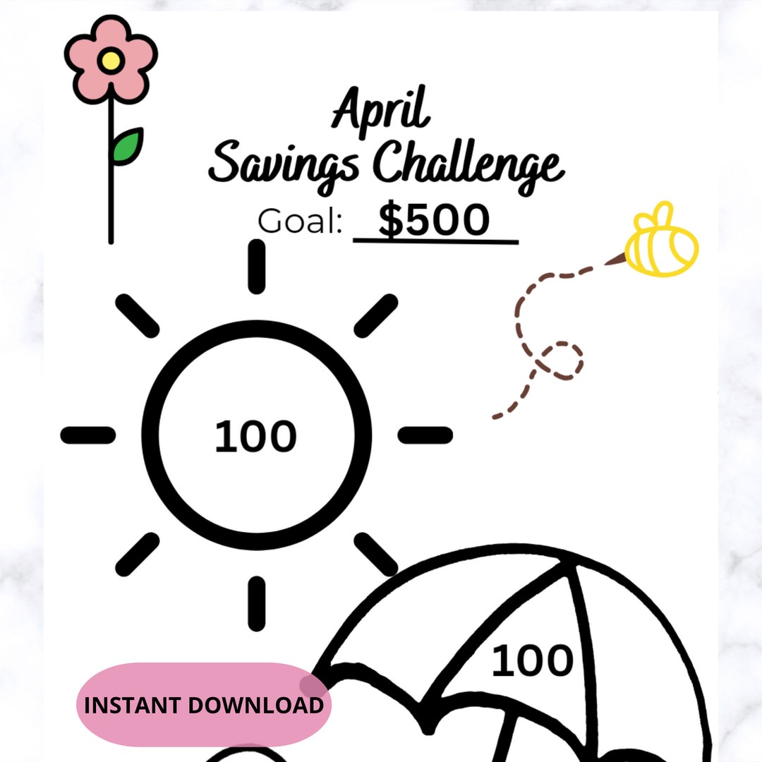 Mini A6 April Saving Challenge Printable, Paycheck Goal Tracker ...