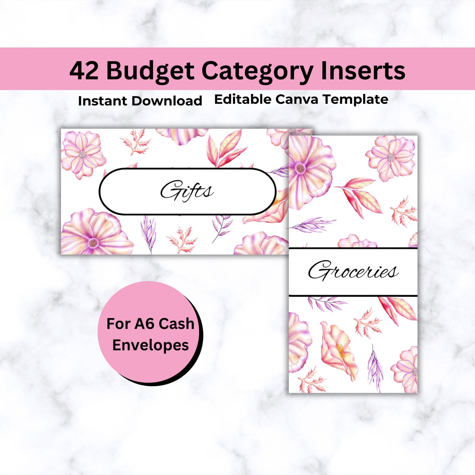 42 Budget Binder Category Inserts for Cash Envelope Stuffing, DIY ...