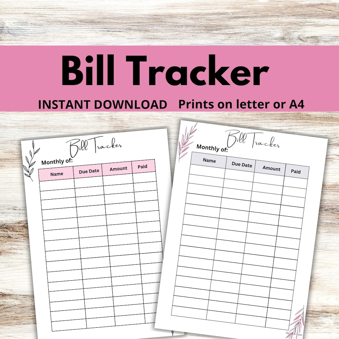 Monthly Bill Tracker Printable, Spending Tracker PDF, Paycheck Budget ...