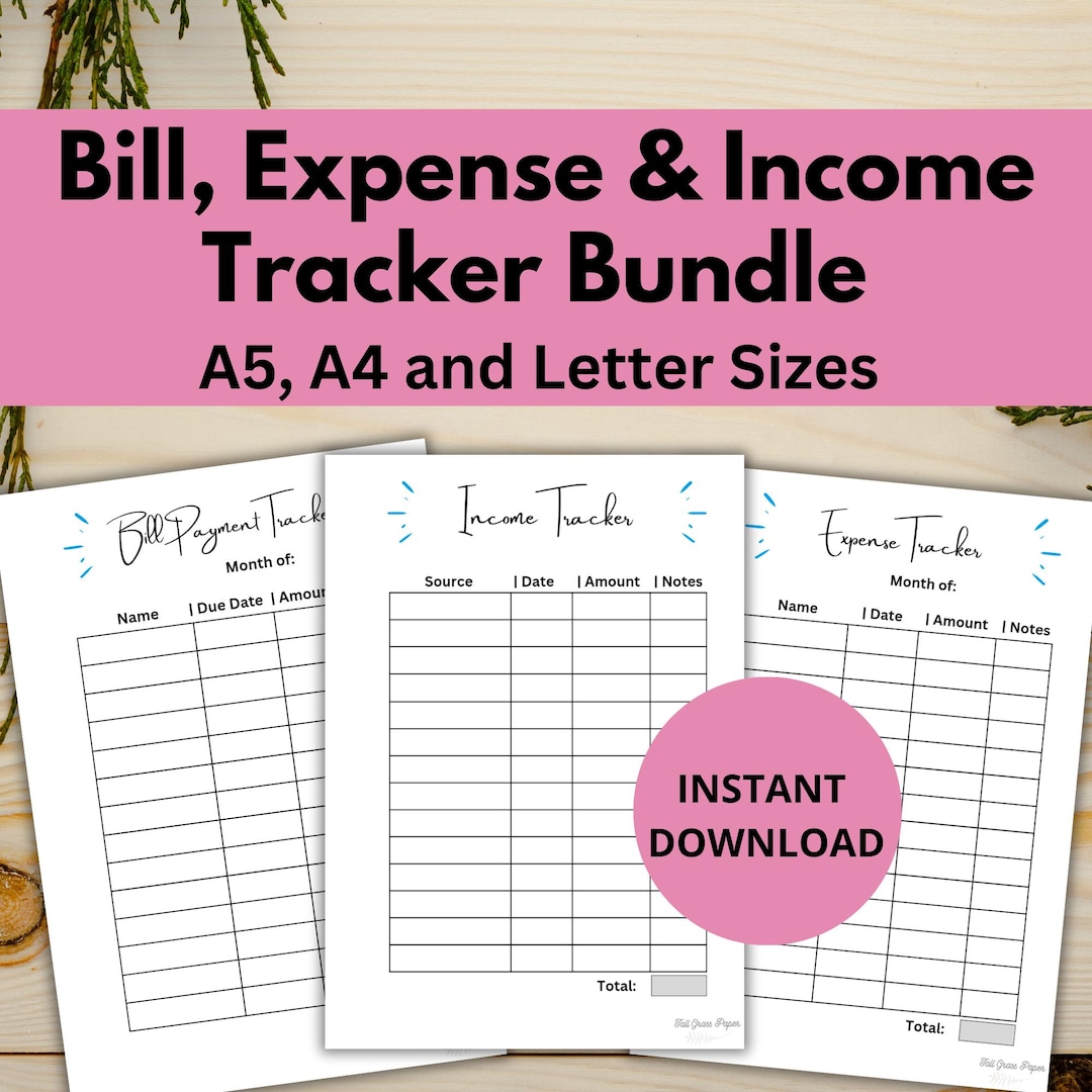 Bill Tracker Printable, Expense Tracker, Income Tracker, Budget Binder ...