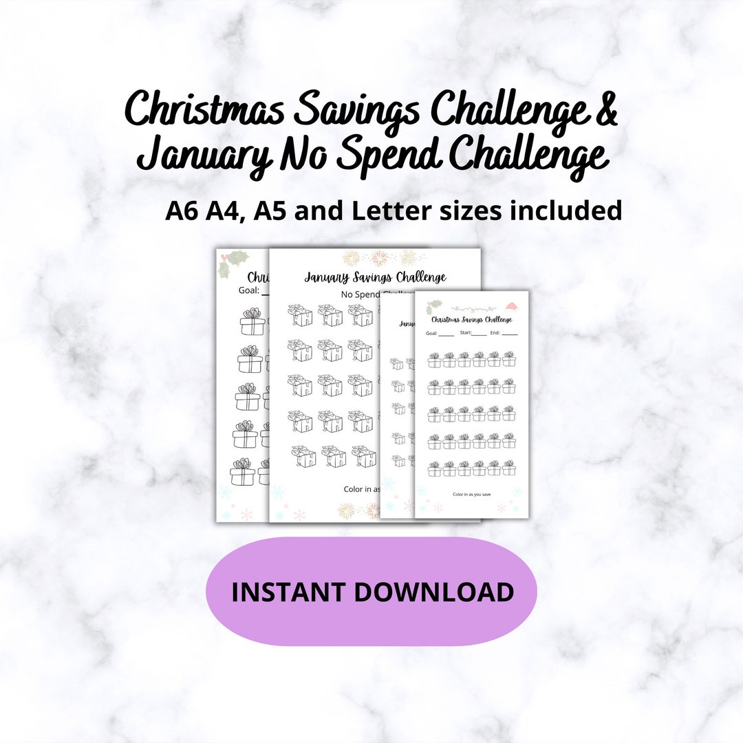 January No Spend Challenge Printable Christmas Savings Challenge ...