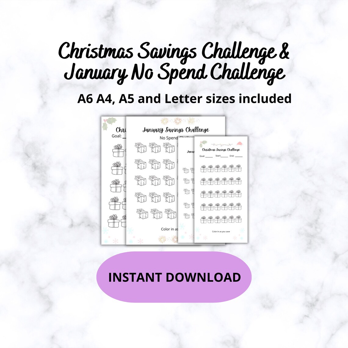 January No Spend Challenge Printable Christmas Savings Challenge ...