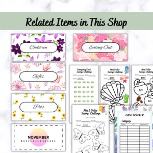 42 Budget Binder Category Insert Labels for Cash Envelope Stuffing, A6 ...