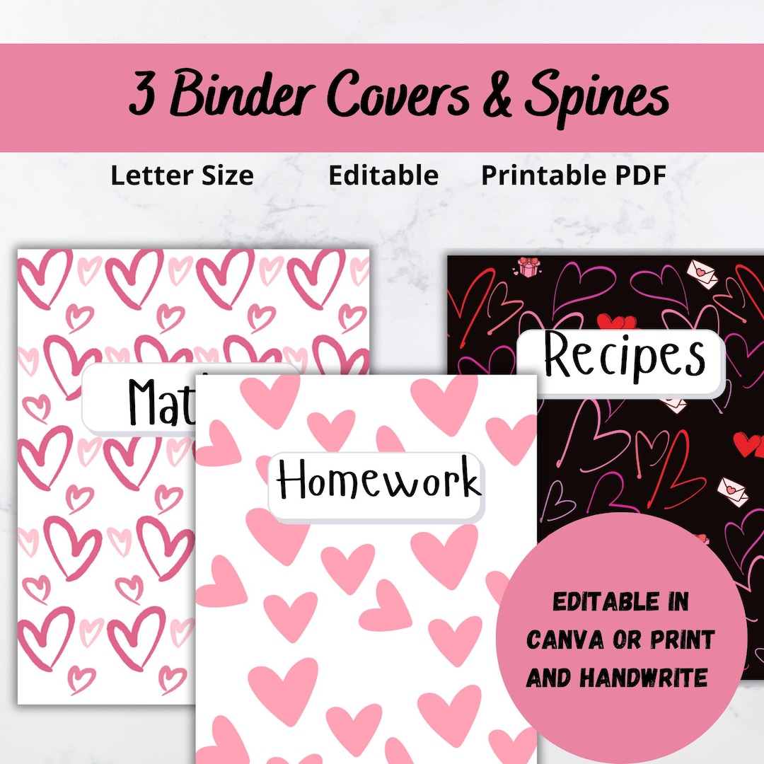 Editable Binder Cover Printable PDF With Matching Spine Template, Canva ...