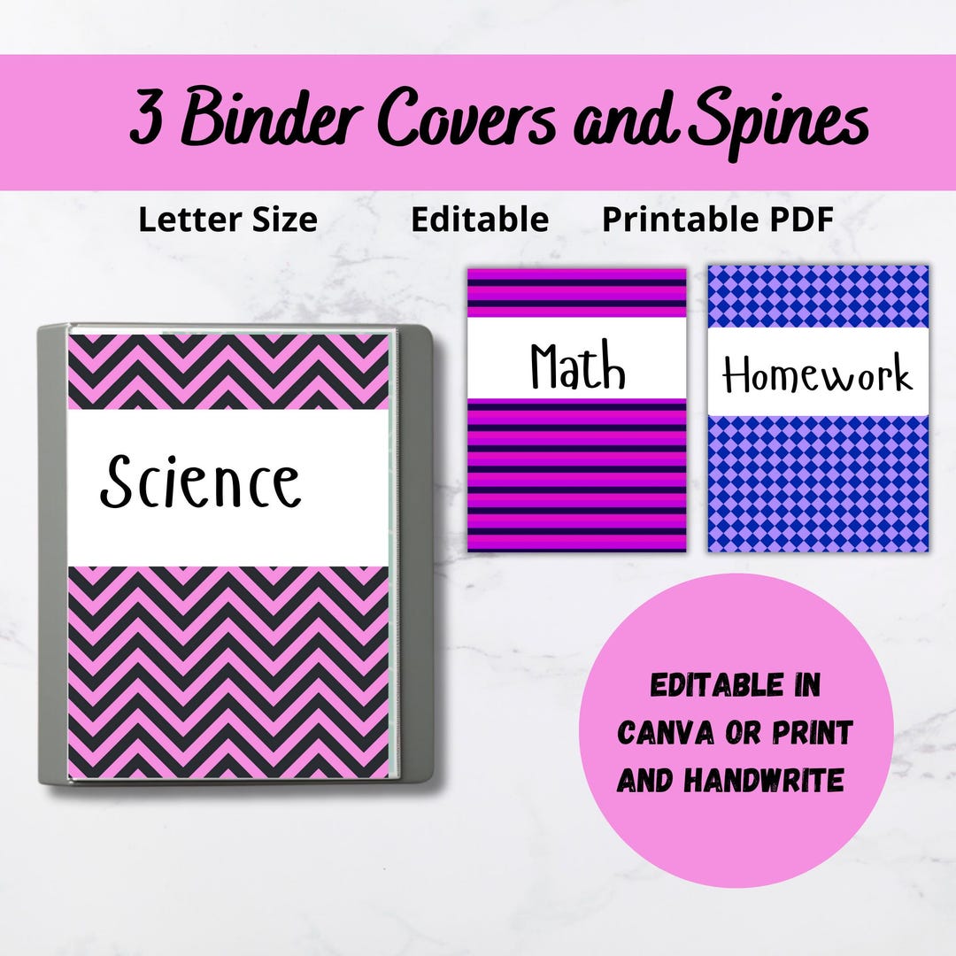 Editable Binder Cover With Spines, Printable Planner Cover, Canva ...
