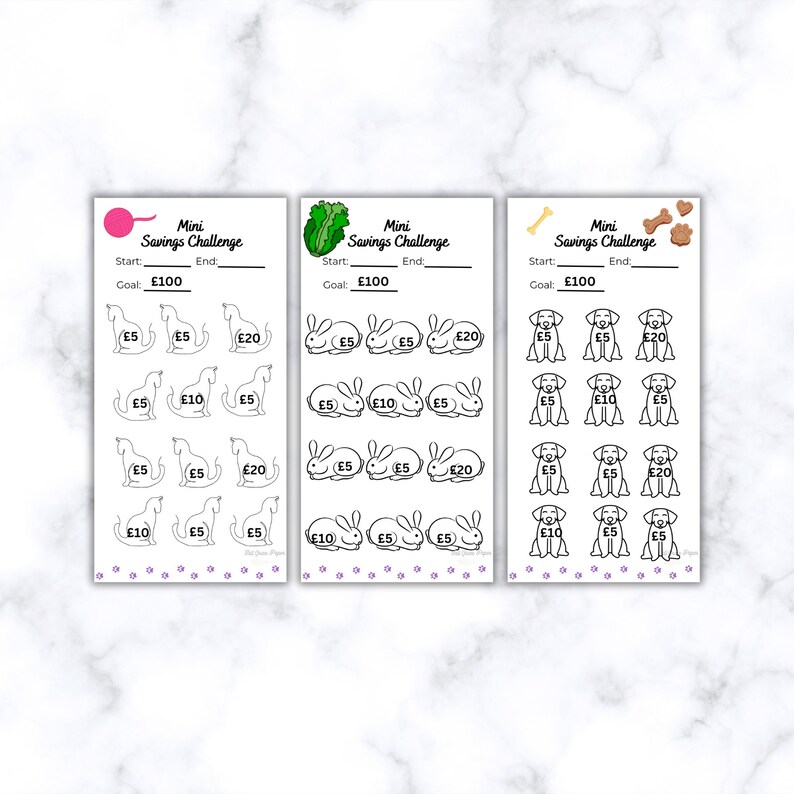 Mini British Pound Savings Challenge A6 Bundle, Savings Goal Tracker ...