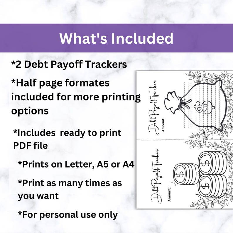 Debt Payoff Tracker Printable Bundle, Color in Debt Tracker, Debt ...