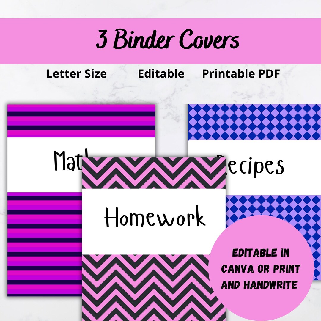 3 Bold Geometric Binder Cover Printable, Matching Binder Spines ...