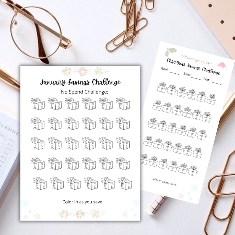 January No Spend Challenge Printable Christmas Savings Challenge ...